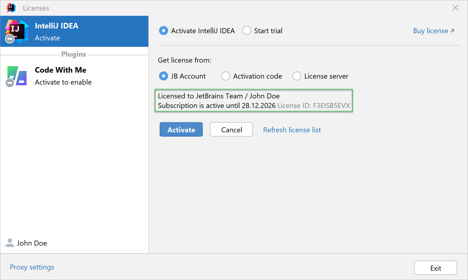 Activating JetBrains software with your JetBrains Account – Licensing ...