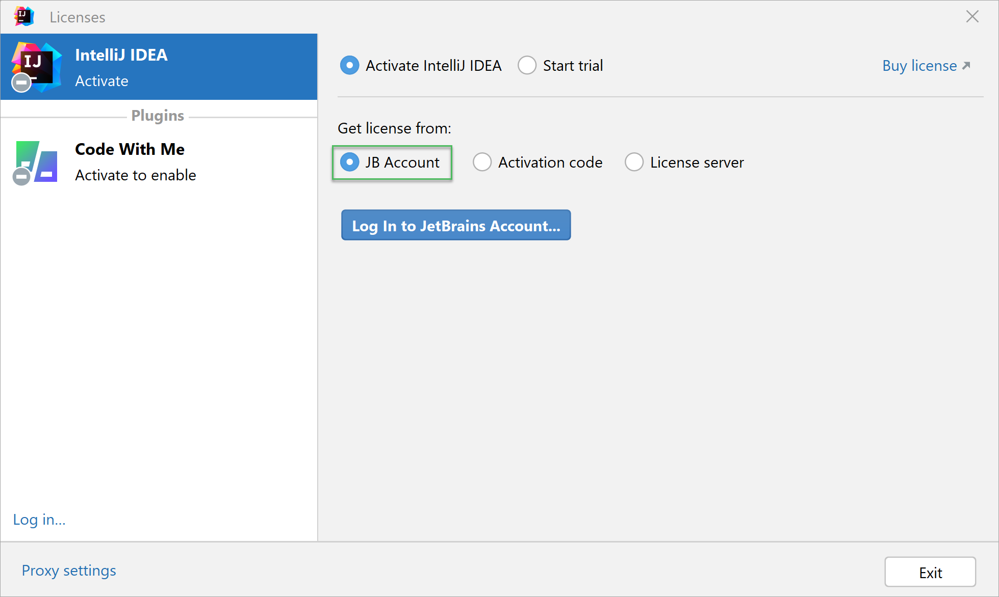 Activating JetBrains software with your JetBrains Account – Licensing ...